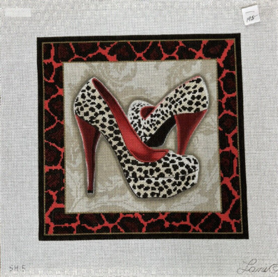 Lani Leopard Print High Heel Pump Shoe HandPainted Needlepoint 13ct ...