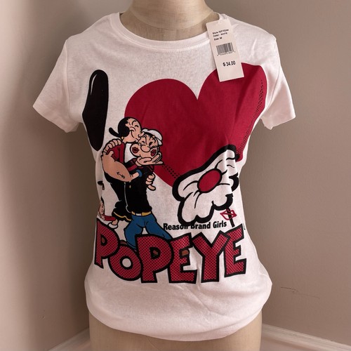 Women's Reason Popeye & Olive Oyl Kiss Heart T-Shirt NWT Tee Top - Size ...