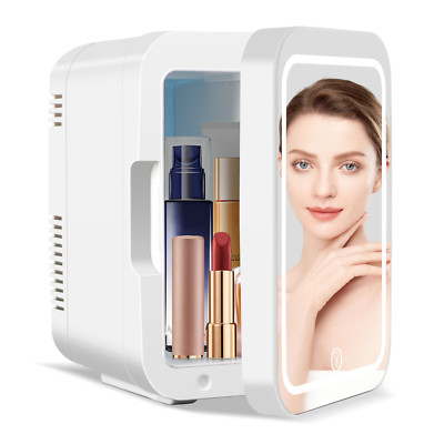 Personal Chiller Vanity Mini Fridge, 4L White Makeup Fridge with LED ...