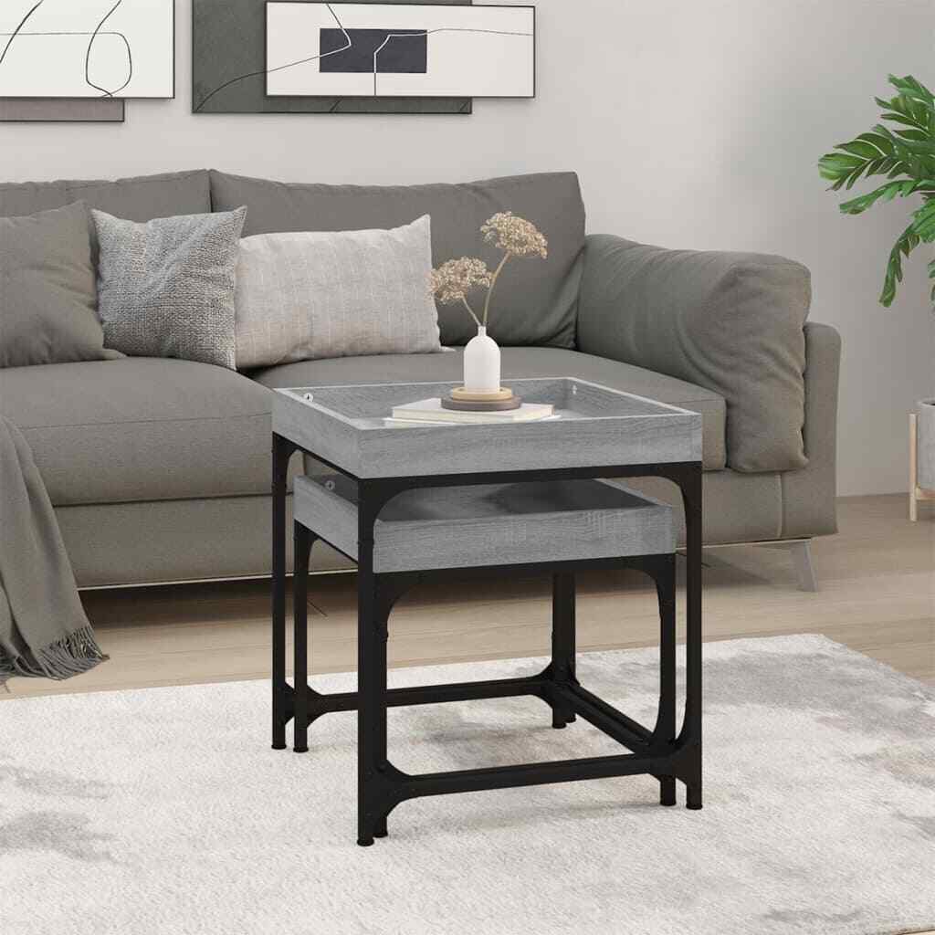 vidaXL Side Tables 2 pcs Grey Sonoma Engineered Wood | eBay