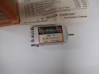 Antique Miller Radio Coil, Universal Oscillator Coil, 4.5 MC Sound I.F ...