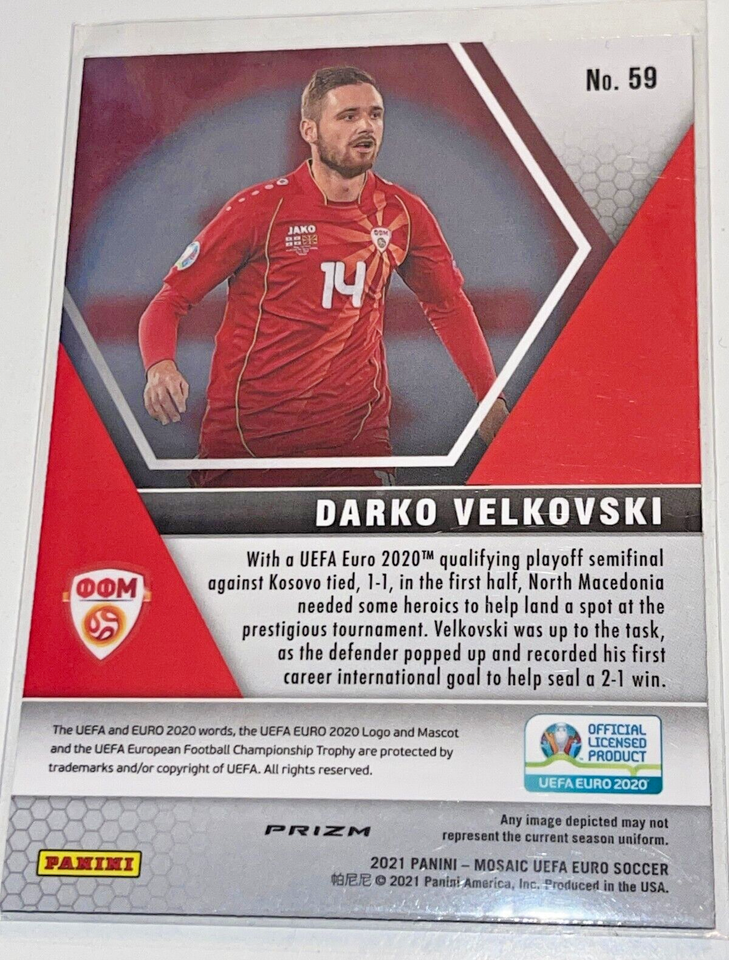 RARE DARKO VELKOVSKI GREEN ROOKIE CARD 2020 PANINI MOSAIC UEFA EURO ...