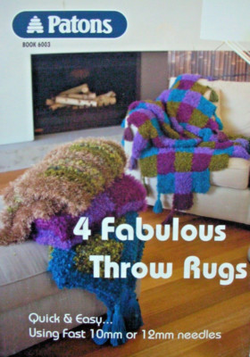 Patons Knitting Pattern Booklet - 4 FABULOUS THROW RUGS - Quick & Easy ...