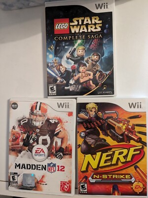 Lot Of 3 Wii Games: Lego Star Wars Saga, Madden 12, Nerf, All Tested ...