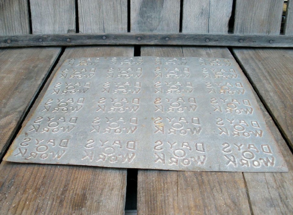 Vintage DAYS O WORK Chewing Tobacco Metal Embossed Stamp Mold Tin Sheet ...