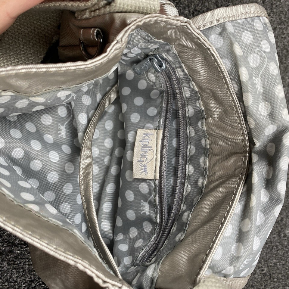 Kipling Shoulder Bag Purse Adjustable HTF Metallic Silver Small Handbag ...
