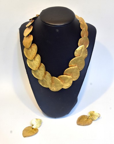 Parure Collier Plastron + Boucle d’oreille Saoya Doré Or Fin Création ...