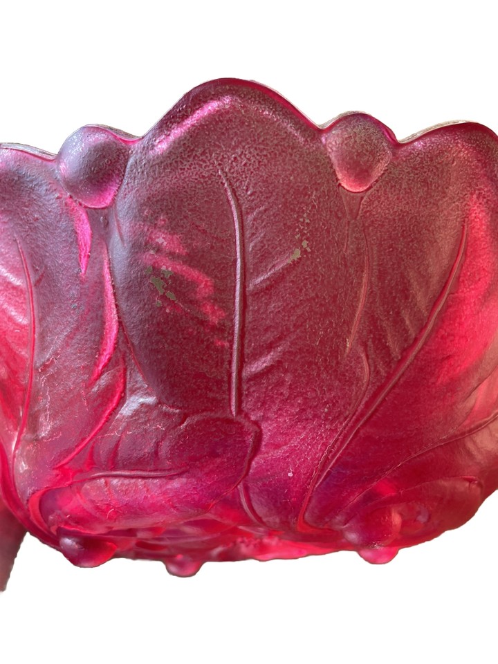 Vintage Indiana Glass red goofus glass flower and leaf design 9 ...