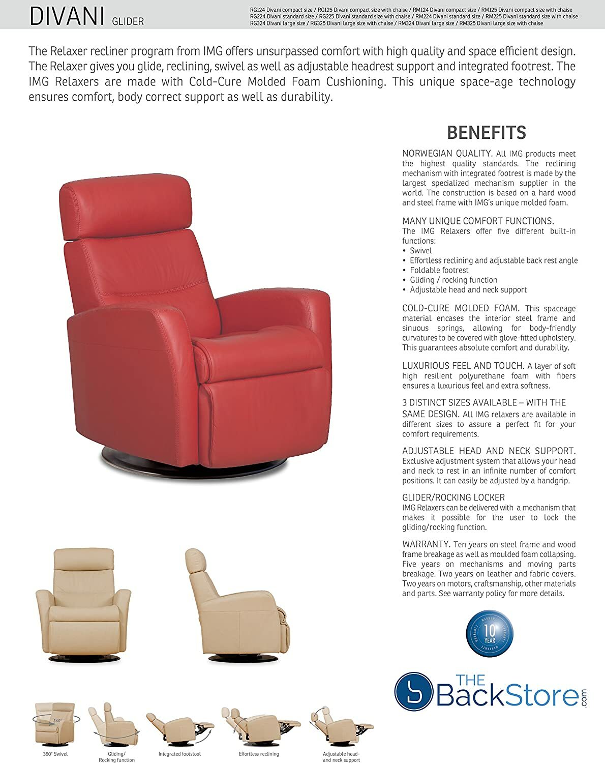 IMG Divani RM225 Medium Power Relaxer Recliner Chair Trend T408 Sand ...