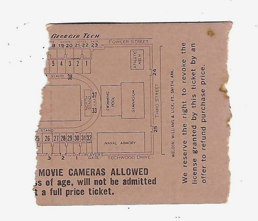 Vintage Oct 15 1954 Georgia Tech vs Auburn Football Ticket Stub | eBay