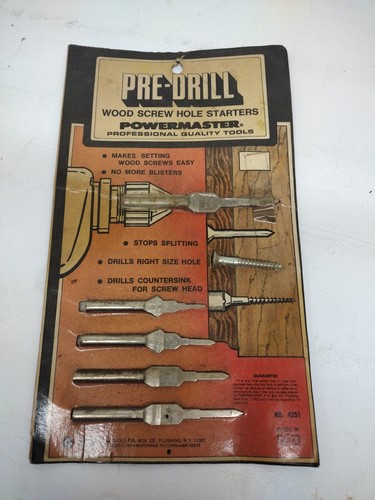 Vintage Powermaster Pre-drill Wood Screw Pilot Bits Made In The USA | eBay