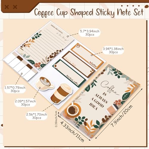 Coffee Themed Sticky Notes Set for Women Funny Self Sticky Notepads ...