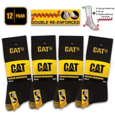 12 Paar CAT CATERPILLAR PREMIUM WORK Arbeitssocken 39-50 Business Socks ...