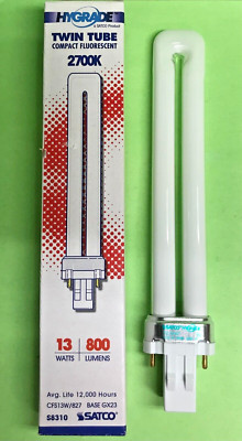 SATCO S8310 13W GX23 CFS13W/827 COMPACT FLUORESCENT BULB 2-PIN 2700K | eBay