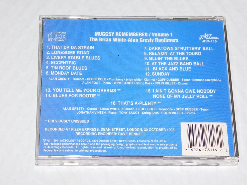 Muggsy Remembered Vol. 1 by The Brian White~Alan Gresty Ragtimers CD ...