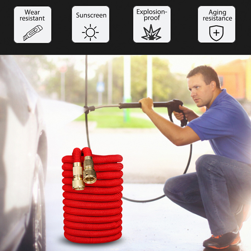 High Pressure Car Washer Watering Hose TPE Garden Irrigation Pipe (25FT ...