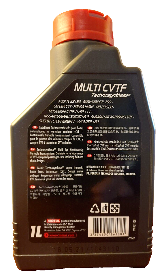 Motul Multi CVTF 1L For CVT Transmission Nissan Suzuki Toyota Subaru ...