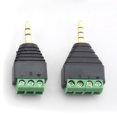 3.5mm 3/4 Pole male Connector DIY To Terminal Audio AUX Jack Stereo ...