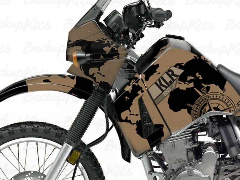 Kawasaki KLR 650 DECALS GRAPHIC KIT ADVENTURE MAPS SAND 1993 - 2007 | eBay
