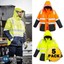 5 x Mens Hi Vis 4 in 1 Waterproof Jacket Workwear Outdoor Winter Warm ...
