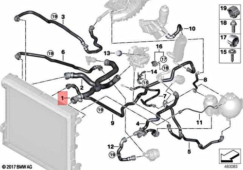 Genuine BMW X3 G01 G02 G08 X3 20i TR12 Hose Radiator-Engine 17127535529 ...