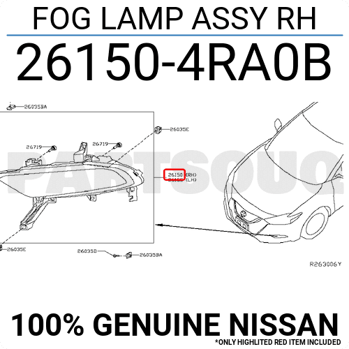 261504RA0B Genuine Nissan FOG LAMP ASSY RH 26150-4RA0B | eBay