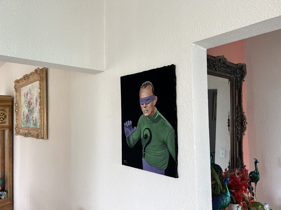 The Riddler classic villain 1960's Frank Gorshin black velvet oil ...