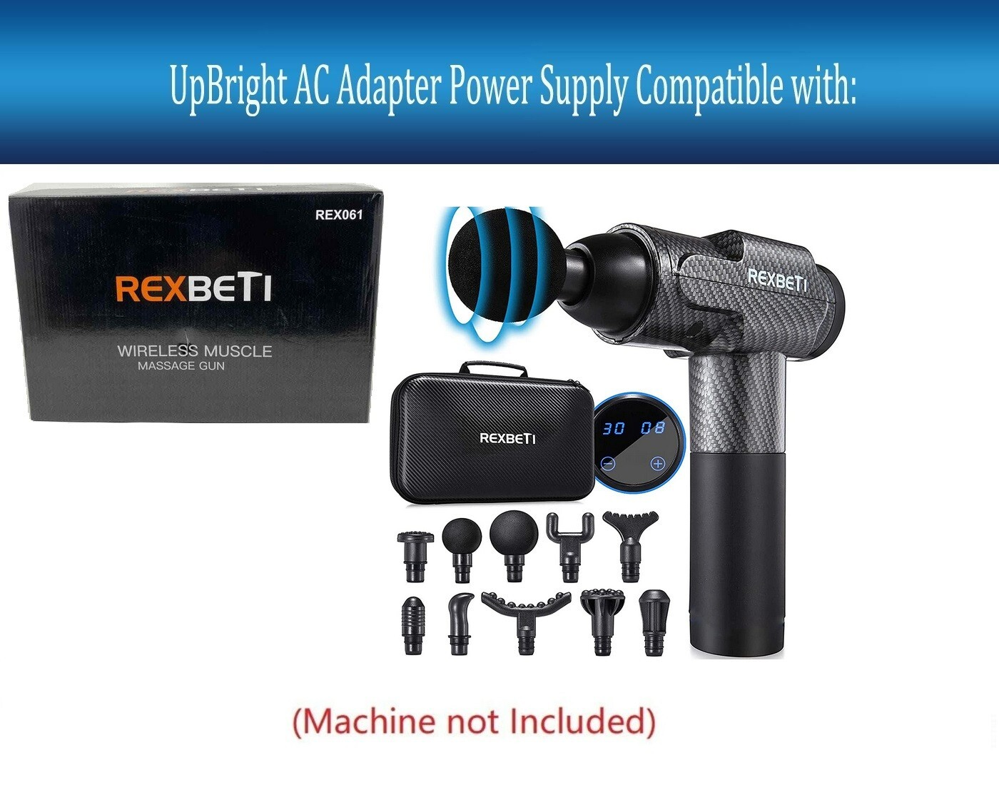 AC Adapter For REXBETI REX061 Wireless Muscle Massage Gun Power Supply ...