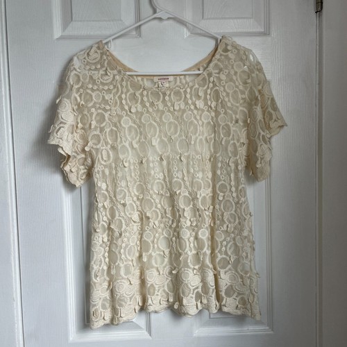Sundance lace sheer white top blouse boho western indie size M womens ...
