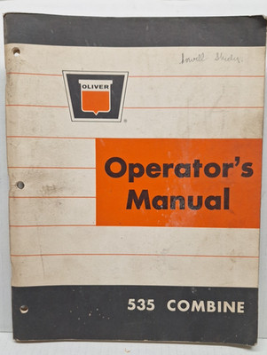 USED OLD STOCK OPERATORS MANUAL FOR OLIVER 535 COMBINE 446523 | eBay