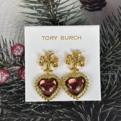 Tory Burch Roxanne Purple Heart Drop Earrings | eBay