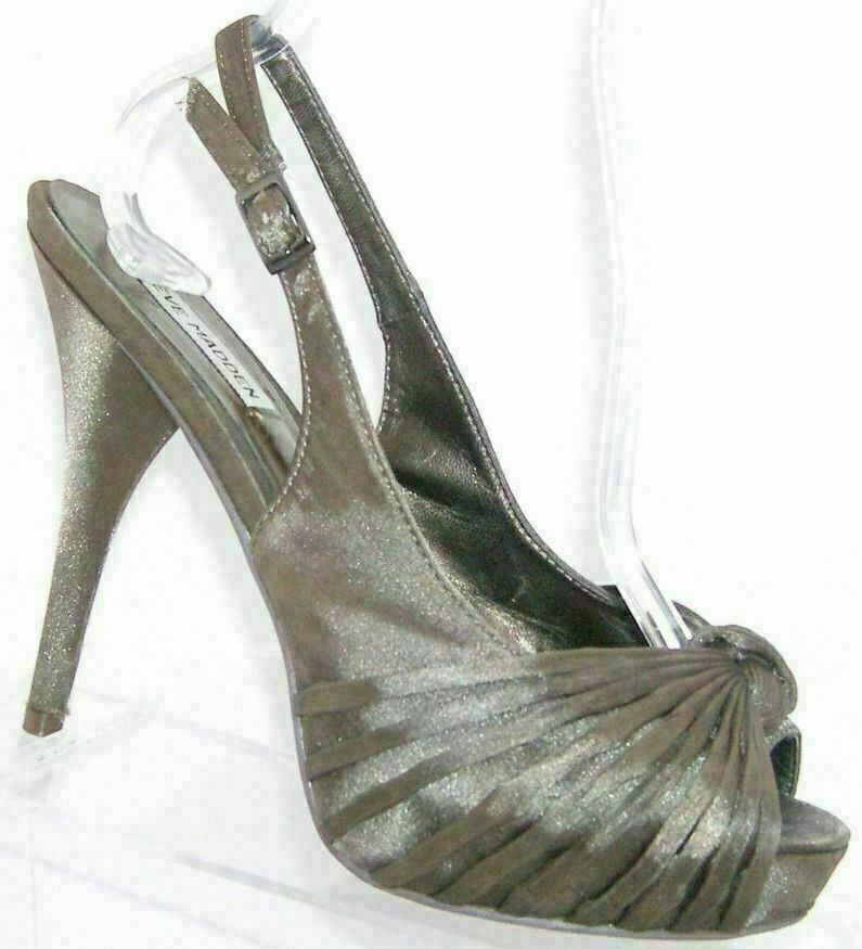 Steve Madden Gogo bronze satin peep toe buckle slingb… - Gem