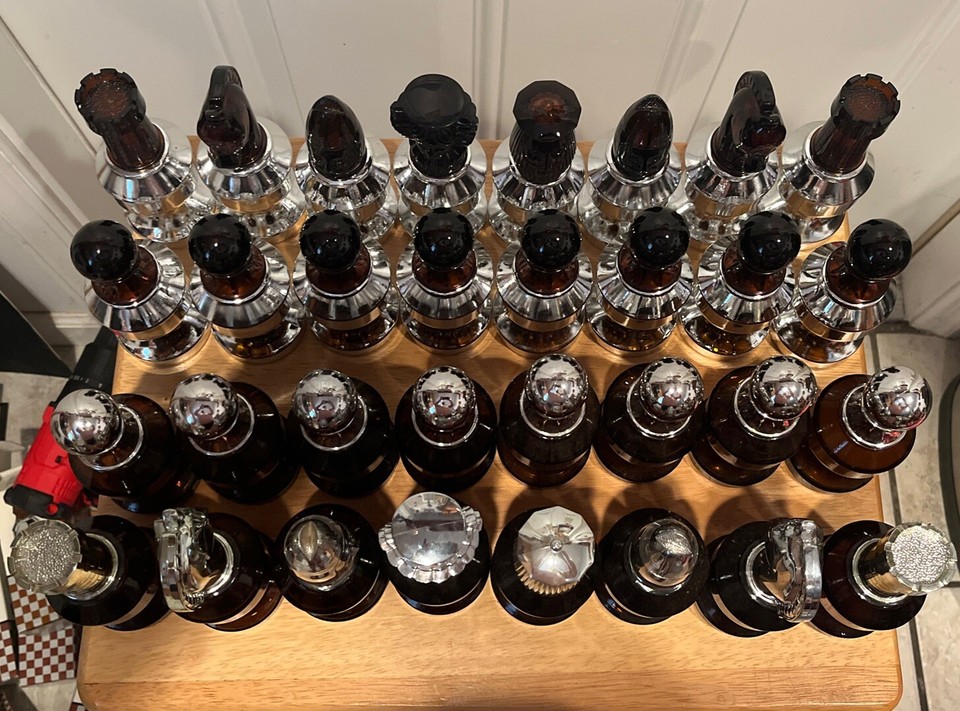 Complete Set of 32 Vintage AVON Chess Set Game Pieces Cologne Bottles ...