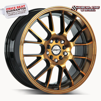 Shift Crank H28 Black Machined Bronze - 17x7.5 - 5x100 BP, 30MM Offset ...