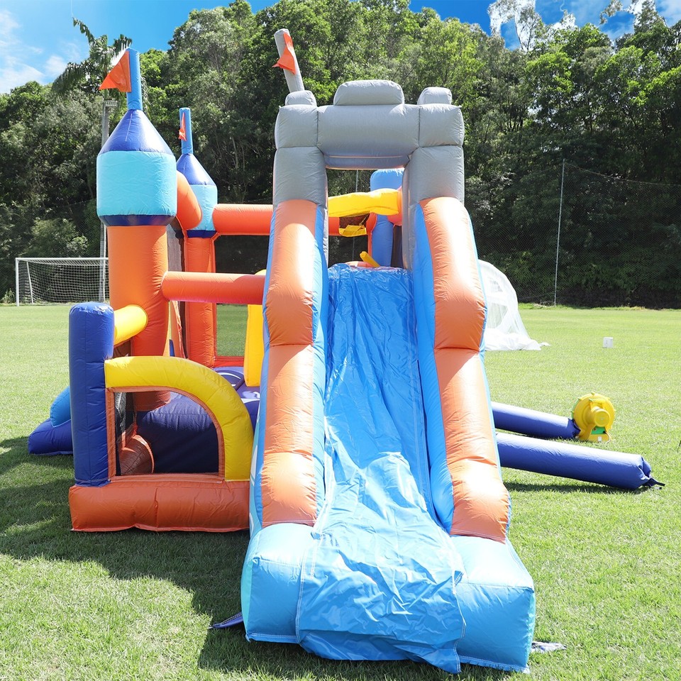 5 IN 1 Commercial PVC Inflatable Bounce House Dual Slides Ball Hoop ...