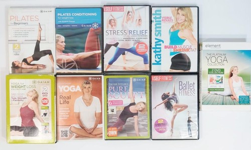 Set of 9 FITNESS DVDs GAIAM & Element Yoga Pilates Ballet Sculpt | eBay