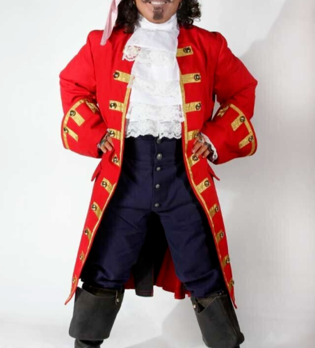 Red Captain Morgan Frock Coat Pirate Fashions Long Coat | eBay
