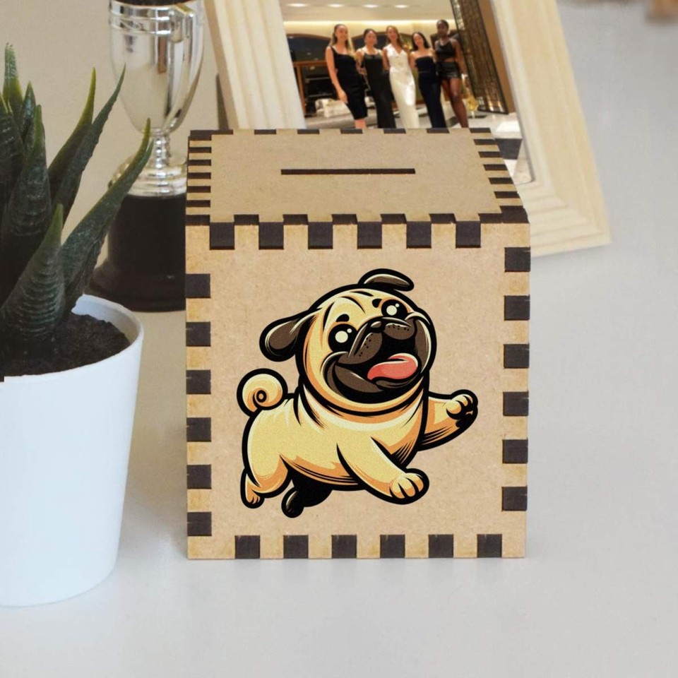 'Happy Pug Running' Money Box / Piggy Bank (MB00119382) | eBay UK
