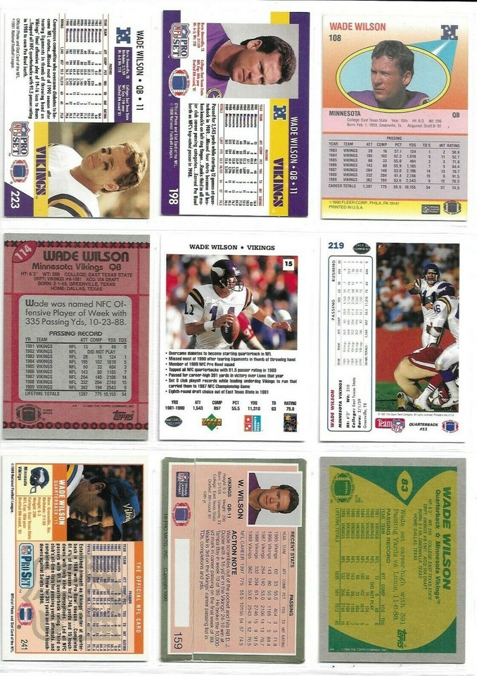 Wade Wilson 9-Card Lot Minnesota Vikings Football Cards | eBay