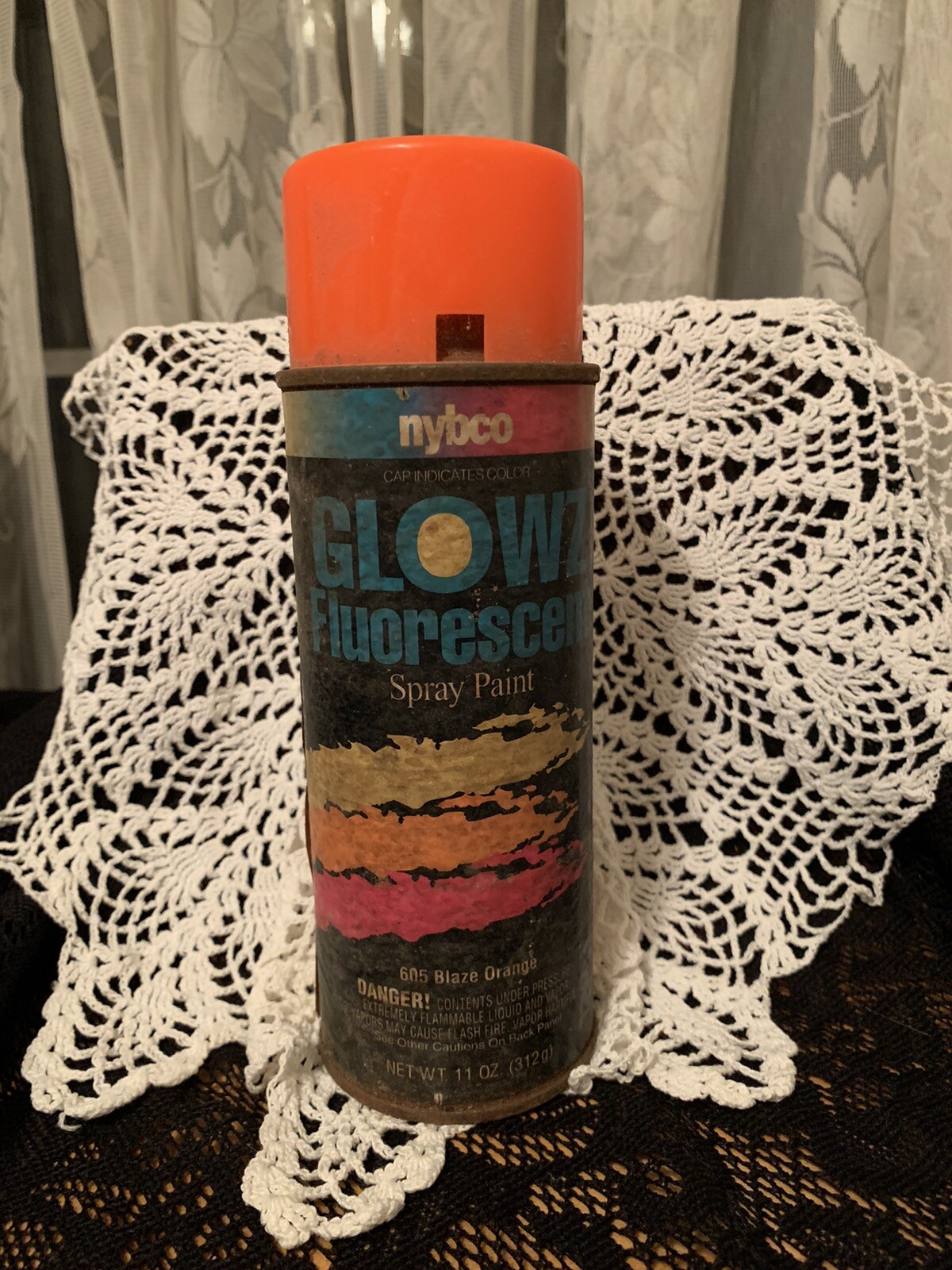 Vintage nybco GLOWZ Florescent Spray Paint 605 Blaze Orange **USED ...