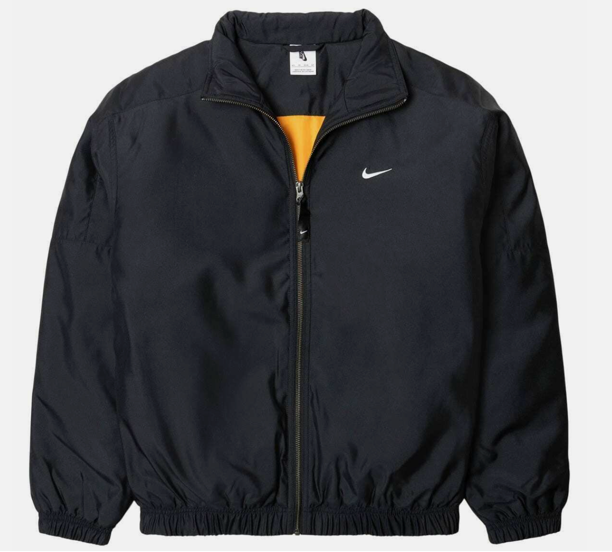 Nike Lab Solo Swoosh Satin Bomber Jacket Black/Kumquat Nike Lab Solo Swoosh Satin Bomber Jacket Black/Kumquat