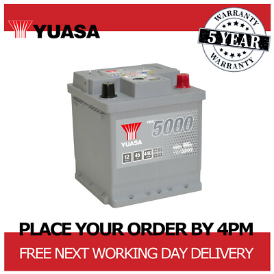 12V Car Battery, Type 002L, Yuasa YBX5202, 45Ah 440CCA Sealed Calcium ...