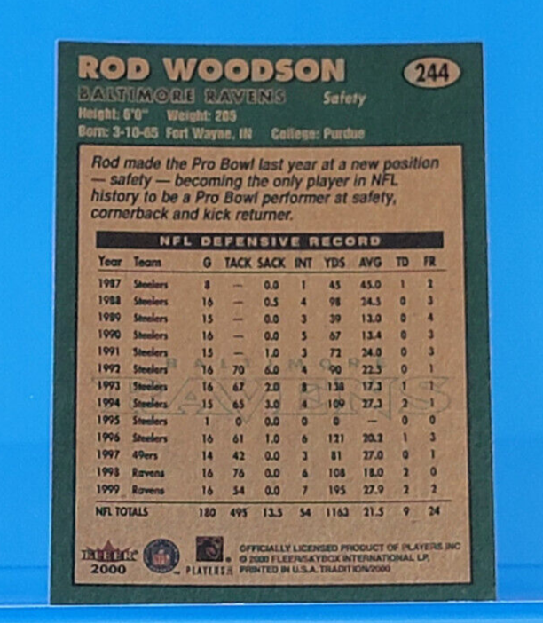 Rod Woodson, S - Fleer - Tradition / Skybox - Ravens, 2000 - #244 | eBay