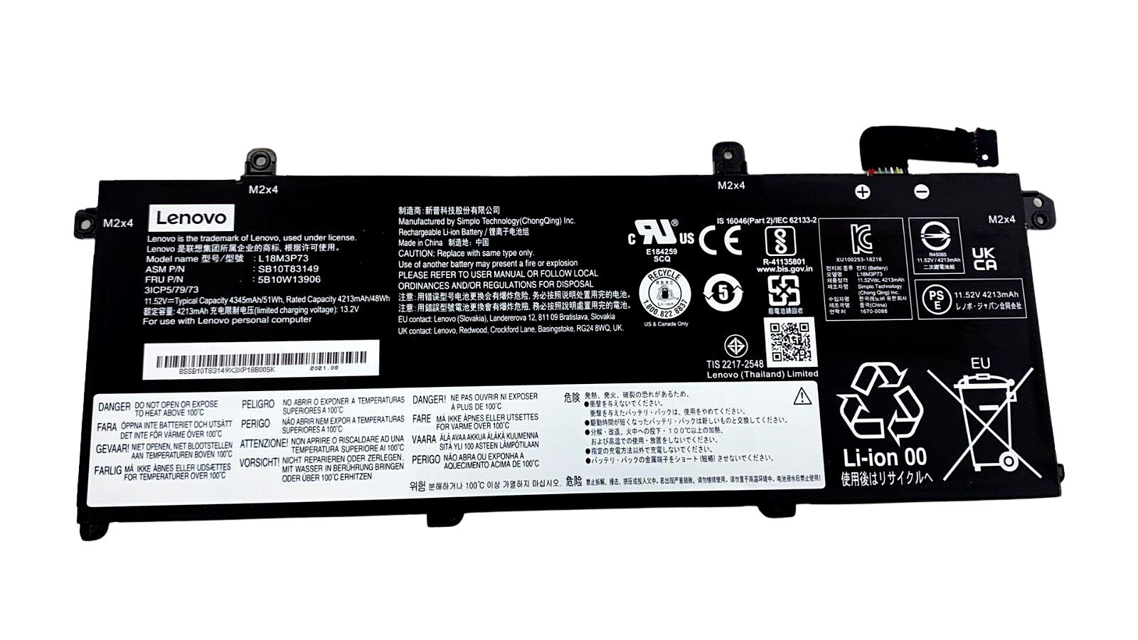 Genuine Lenovo ThinkPad T490 11.55v 51wh Battery 5B10W13906 for sale ...