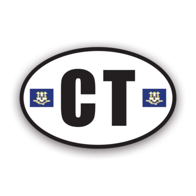 Connecticut Flag Oval Sticker Decal - Weatherproof - v3 ct euro | eBay
