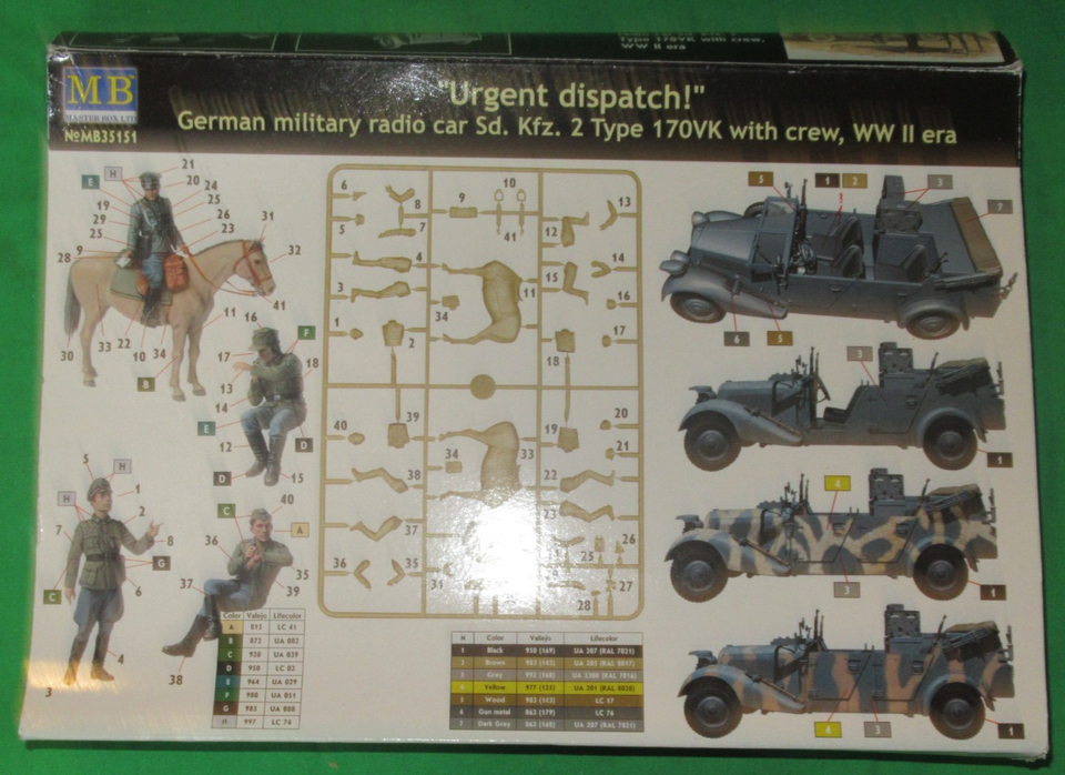 MB Master Box 1/35th scale Mercedes Benz Sd. Kfz. 2 Type 170VK Radio ...
