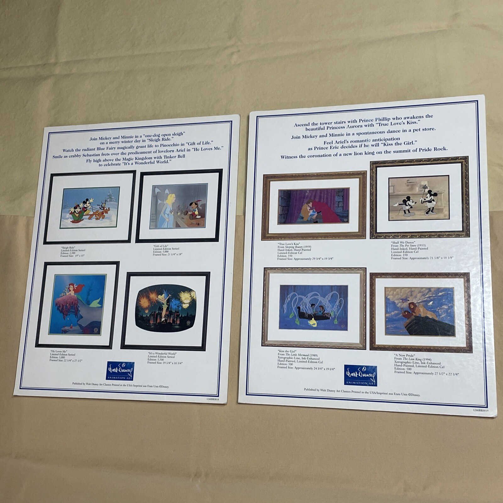 Walt Disney Animation Art Gallery Sales Promo Placards Lot Of 2 Mickey ...
