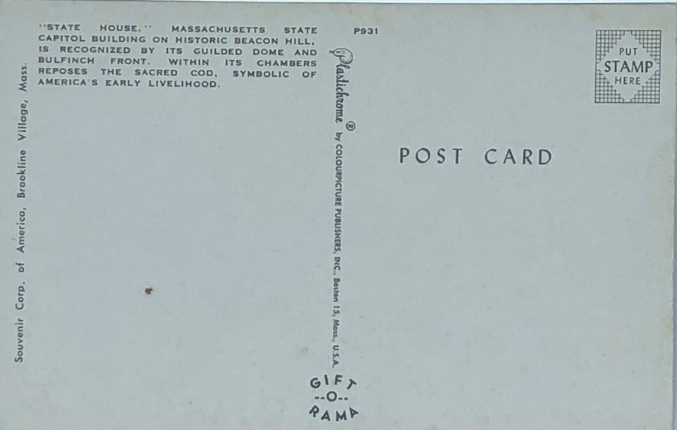 Postcard MA Boston State House Beacon Hill Gilded Dome Bulfinch Front ...