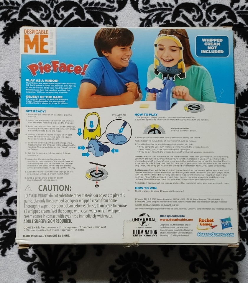 Pie Face! Game Despicable Me Hasbro Gaming, Pie in the Face Game - New ...