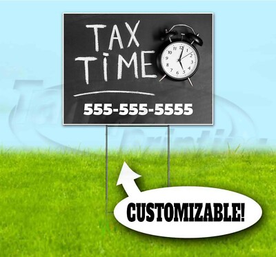 TAX SERVICE CUSTOM PHONE 18x24 Yard Sign WITH STAKE Bandit USA TAXES ...